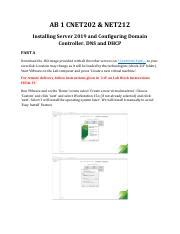 CNET 202 Lab 1 With Answers Pdf AB 1 CNET202 NET212 Installing
