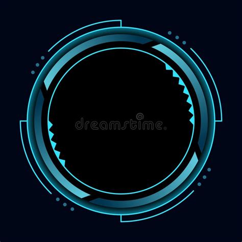 Hud Round Frame Or Border Sci Fi Circular Neon Element For Digital Ui