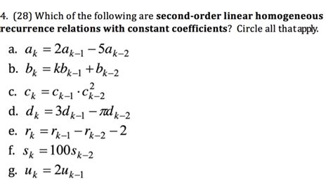Solved Which Of The Following Are Second Order Linear