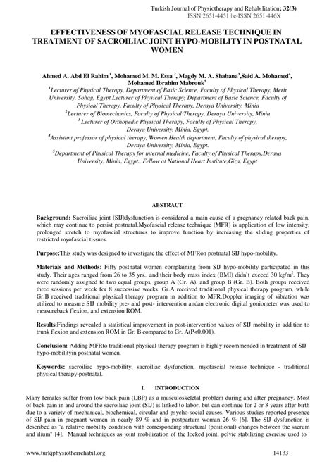 Pdf Effectiveness Of Myofascial Release Technique In Treatment Of