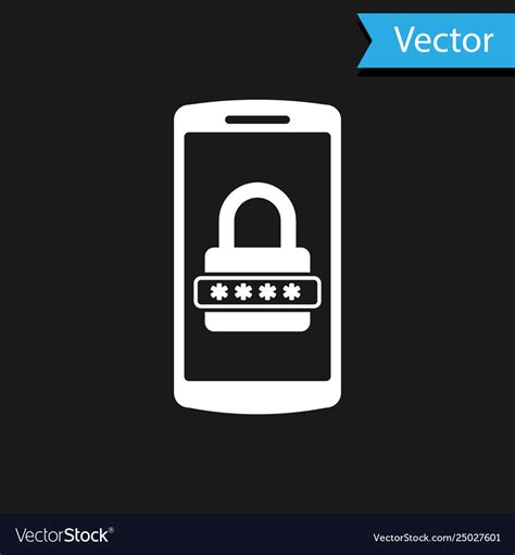 White Mobile Phone And Password Protection Icon Vector Image
