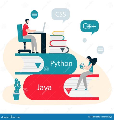 People Books Learning Programming Languages Stock Vector