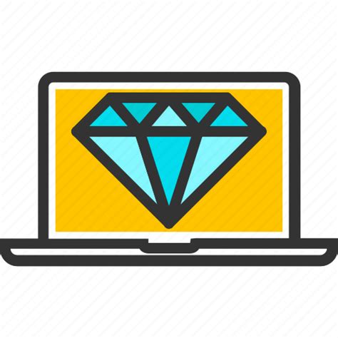 clean code crystal diamond laptop coding development icon