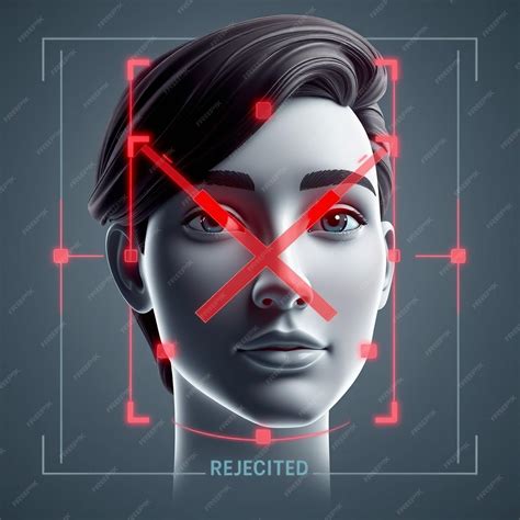 3d Face Recognition With Cross Mark Facial Id Rejection And Biometric Identification Premium