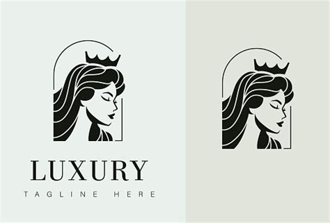 아름다움 럭셔리 퀸 벡터 로고 일러스트 디자인 뷰티 퀸 컨셉 플랫 벡터 템플릿 디자인 일러스트 여왕에 대한 스톡 벡터 아트 및