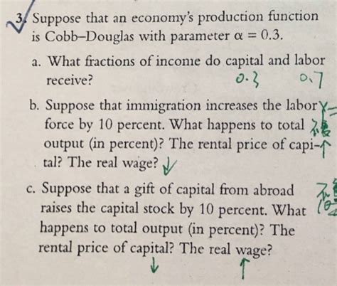 Solved 3 Suppose That An Economy S Production Function Is Chegg Com