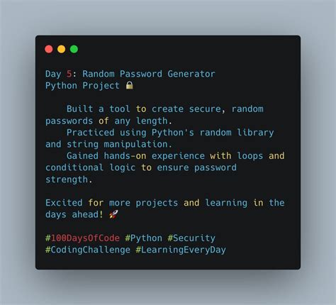 Zahid Parviz On Linkedin 100daysofcode Python Learningbydoing Passwordgenerator Codingjourney