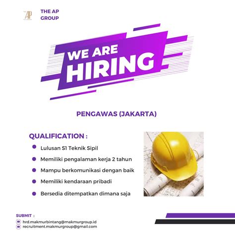 Ahmad Maulana Surbakti On Linkedin We Are Hiring 1 Pengawas Lapangan Jakarta S1 Teknik