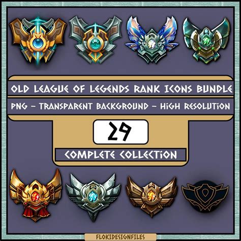 Old League Of Legends Rank Tiers Icons Bundle 29 Png 3000x3000 High