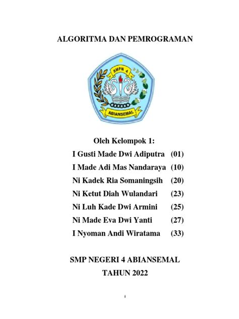 Algoritma Dan Pemrograman Kelompok 1 Pdf