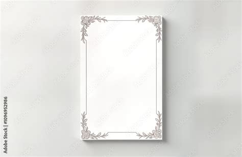 Blank Funeral Flyer Mockup White Template Floral Frame Soft Shadows