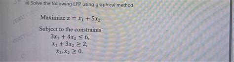 Solved Ii ﻿solve The Following Lpp Using Graphical Method