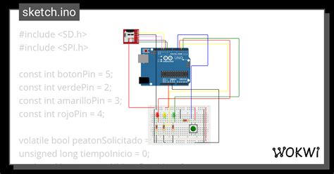 SemÁforo Con Tarjeta Microsd Wokwi Esp32 Stm32 Arduino Simulator
