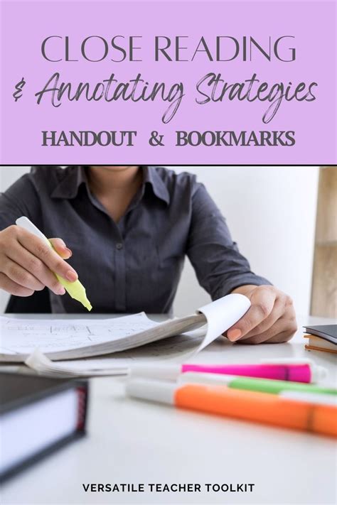 Annotating And Close Reading Strategies Handout Bookmarks Reference Cards Reading Strategies