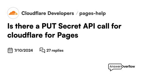 Is There A Put Secret Api Call For Cloudflare For Pages Cloudflare Is There A Put Secret Api Call For Cloudflare For Pages Cloudflare