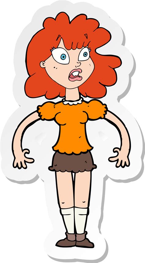 Pegatina De Una Chica Bonita De Dibujos Animados Con Expresi N De Asombro Png