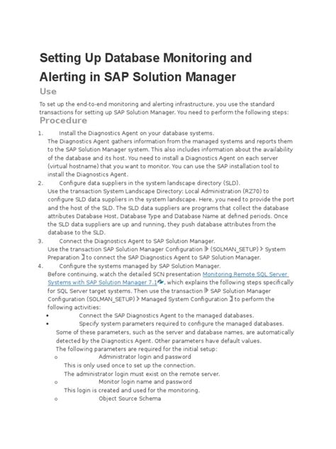 Setting Up Database Monitoring And Alerting In Sap Solution Manager