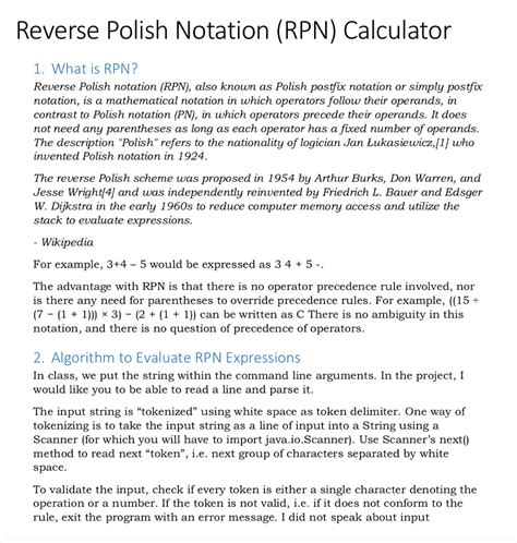 Solved Reverse Polish Notation RPN Calculator What Is Chegg