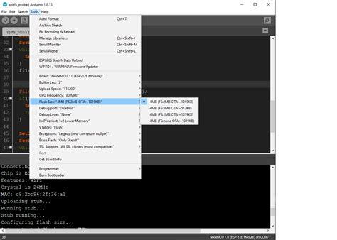 Arduino Ide Spiffs Flash Size Missing Libraries Arduino Forum