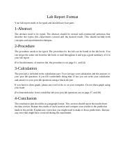 Lab Report Format Abstract Procedure Calculation And Course Hero
