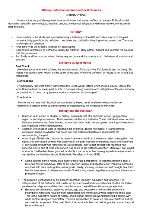 history lecture notes 1 3 history introduction and historical