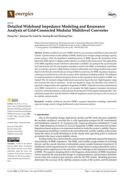 Pdf Detailed Wideband Impedance Modeling And Resonance Analysis Of Grid Connected Modular