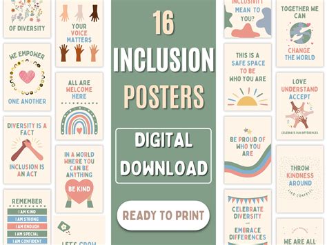Inclusion Posters For School Boho Classroom Decor Safe Space Wall Art