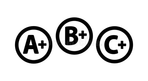 Grade Symbols A Plus B Plus C Plus In Circles Simple Design Vector