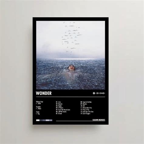 Shawn Mendes Poster Wonder Album Cover Poster Shawn Mendes Lp A3