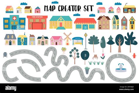 Flat Style Map Creator Set Stock Vector Image And Art Alamy
