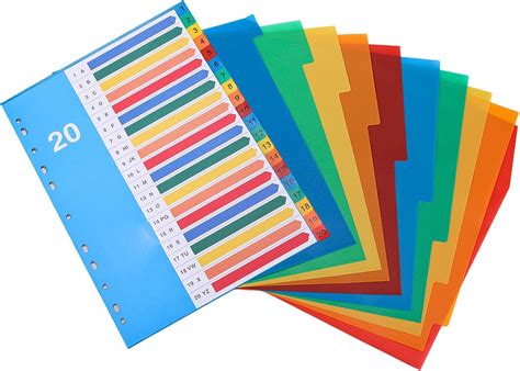 Folder Dividers 20 Part Binder Dividers Numbered 1 20 Colorful