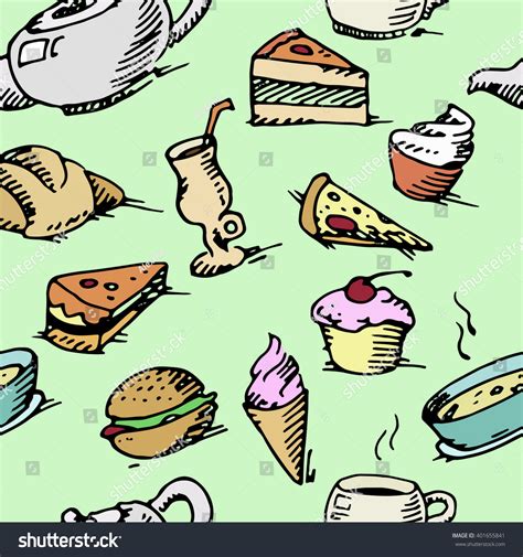 Cafe Pattern Background Stock Vector Royalty Free 401655841