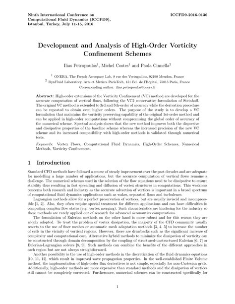 Pdf Development And Analysis Of High Order Vorticity Confinement Schemes