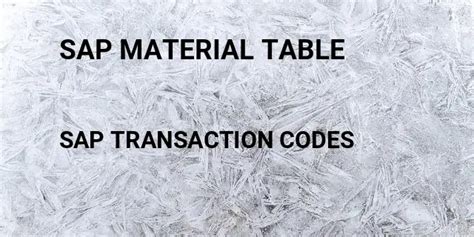 Sap Material Table Tcode In SAP Transaction Codes List