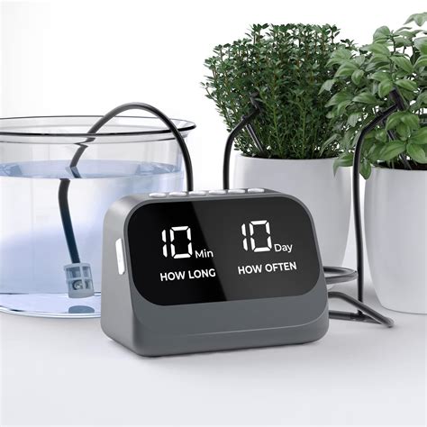 盆栽植物自動澆水系統 植物飲水機 附智慧型可程式定時器 防水 led 顯示屏和大容量電池 精確分配水 灰色 露臺