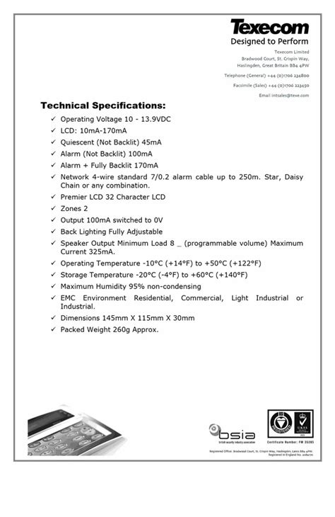 Texecom Premier Lcd Keypad 250 At ₹ 5800piece In Chennai Id 2856520996412