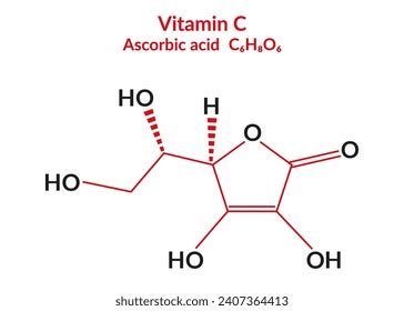 Ascorbic Acid Vitamin C Molecular Structure Stock Vector Royalty Free