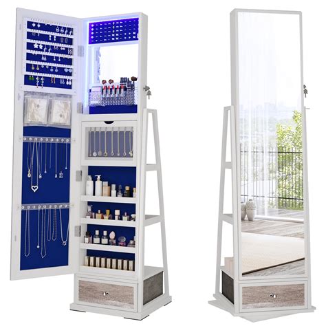 Dystler Jewelry Cabinet With Led Light Jewelry Armoire Organizer With