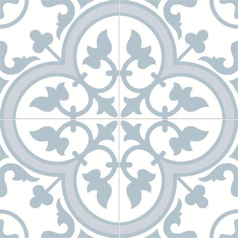 Floral Hazed Blue Encaustic Tile Applebys Tiles
