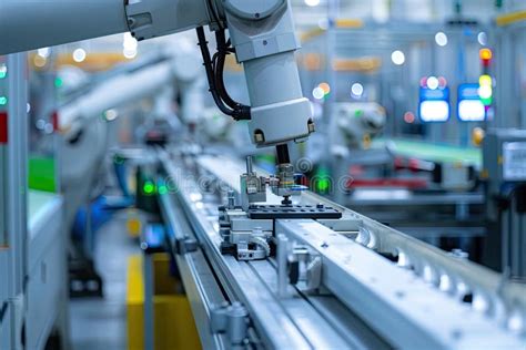 Robotic Arm For Electronic Assembly Line Smart Modern Factory