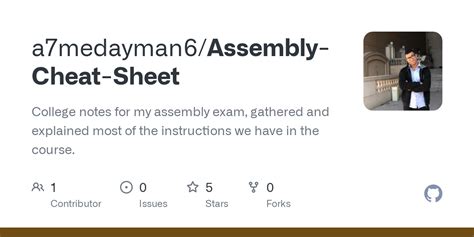 Github A7medayman6assembly Cheat Sheet College Notes For My