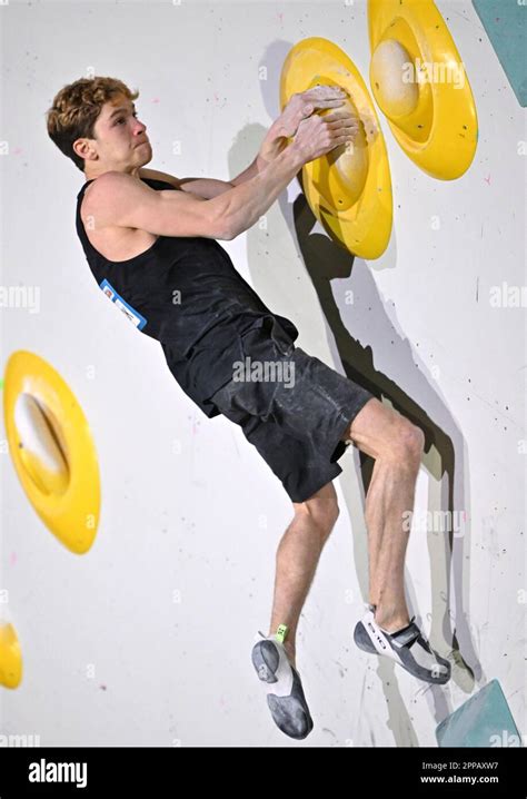 Mejdi Schalck Of France Celebrates After Winning The Mens Boulder