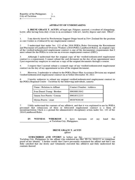 Affidavit Poea Pdf