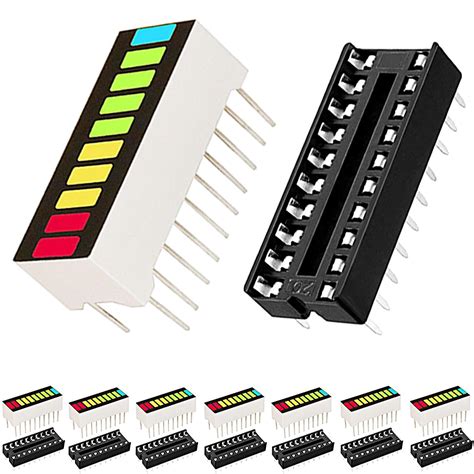 Daokai 8 Pcs 10 Segment Led Bar Graph Display Red Yellow Blue Green