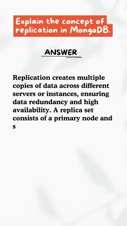 Explain The Concept Of Replication In Mongodb Shorts Ytshorts