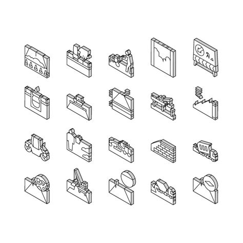 Road Construction Collection Isometric Icons Set Vector 39306705 Vector