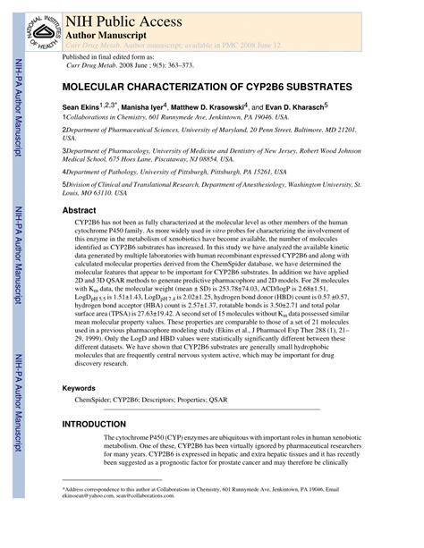 Pdf Molecular Characterization Of Cyp2b6 Substrates