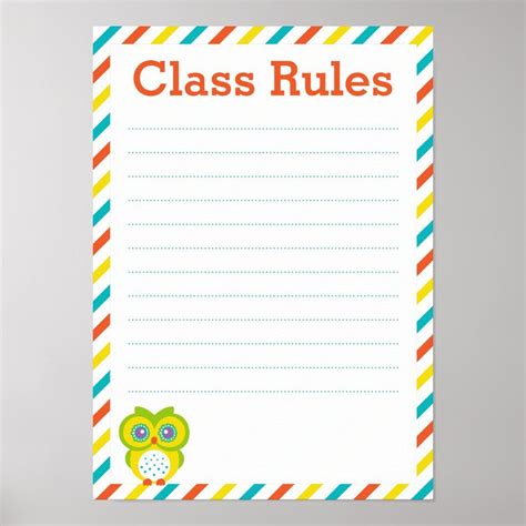 Classroom Rules Poster Owl Theme Zazzle Classroom Rules