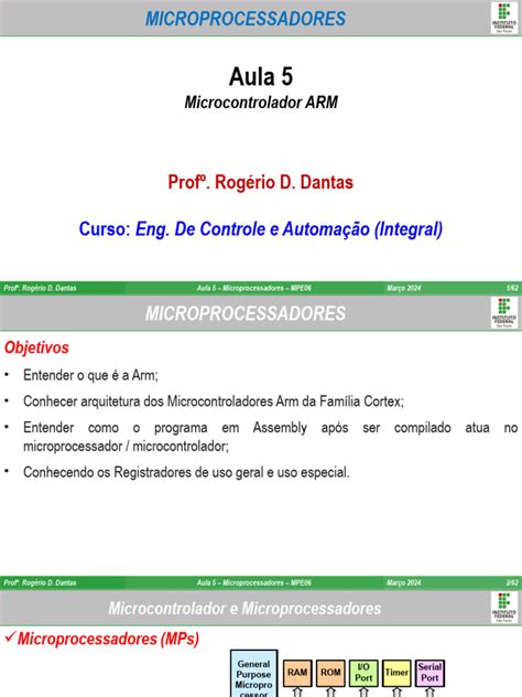 Aula 5 Arquitetura Cortex M Mpe06 1s2024 Pdf Microprocessador