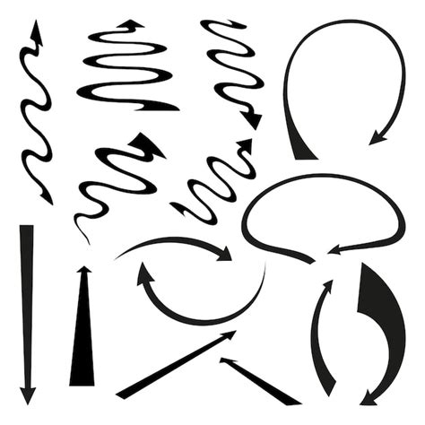 Premium Vector Set Of Black Hand Drawn Arrows Pointing In Different Directions Isolated On